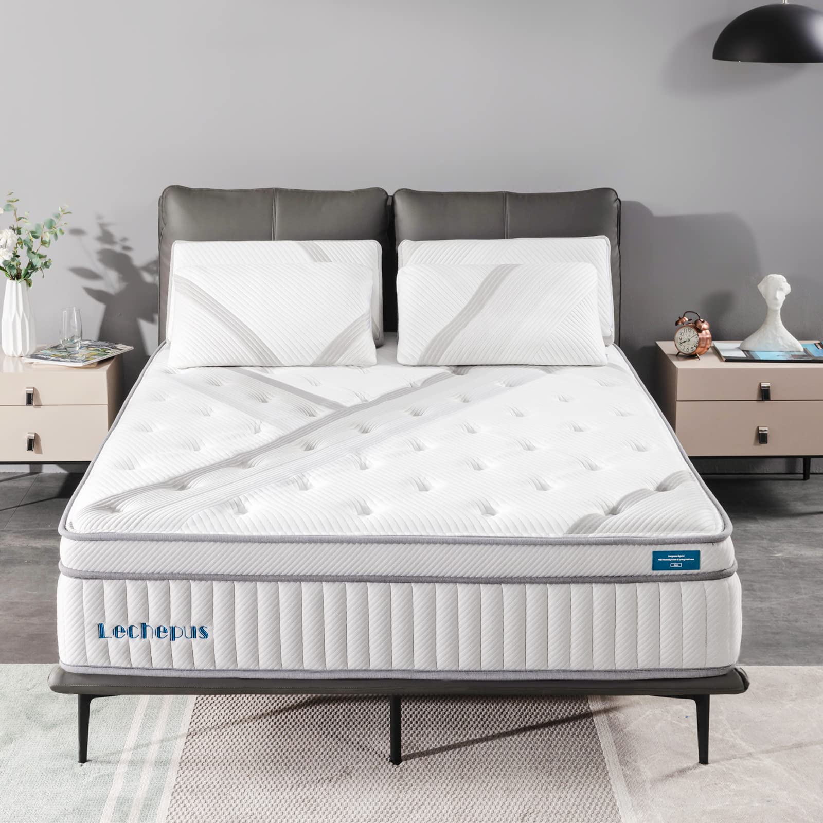 Lechepussleep Full Mattress,Lechepus 14 Inch Hybrid Memory Foam Mattresses with Individual Pocket Springs,Mattress in Box,Plush Comfortable Mattress for Back Pain Relief,CertiPUR-US Certified