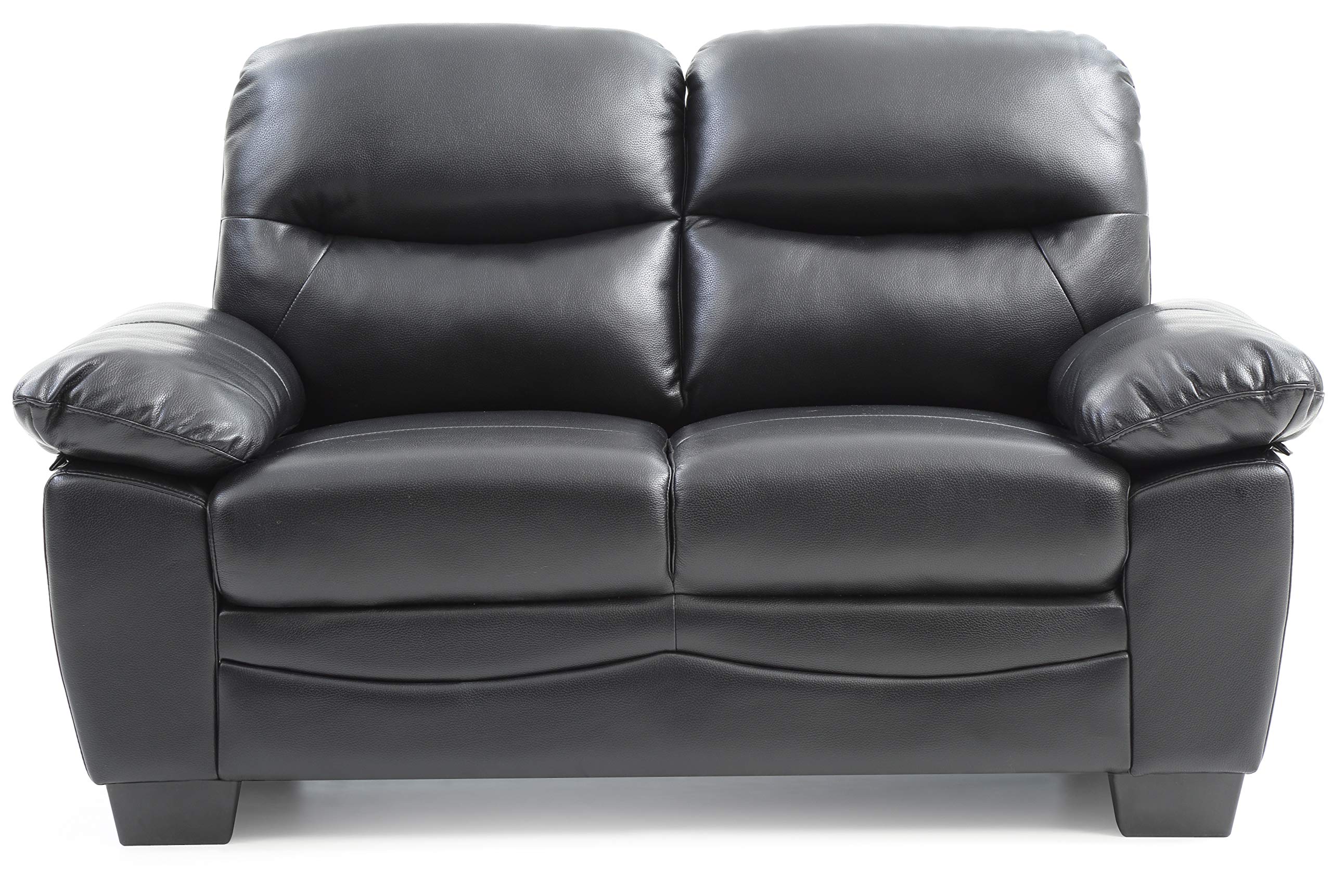 Glory Furniture Marta Upholstered Love Seat, Black Faux Leather