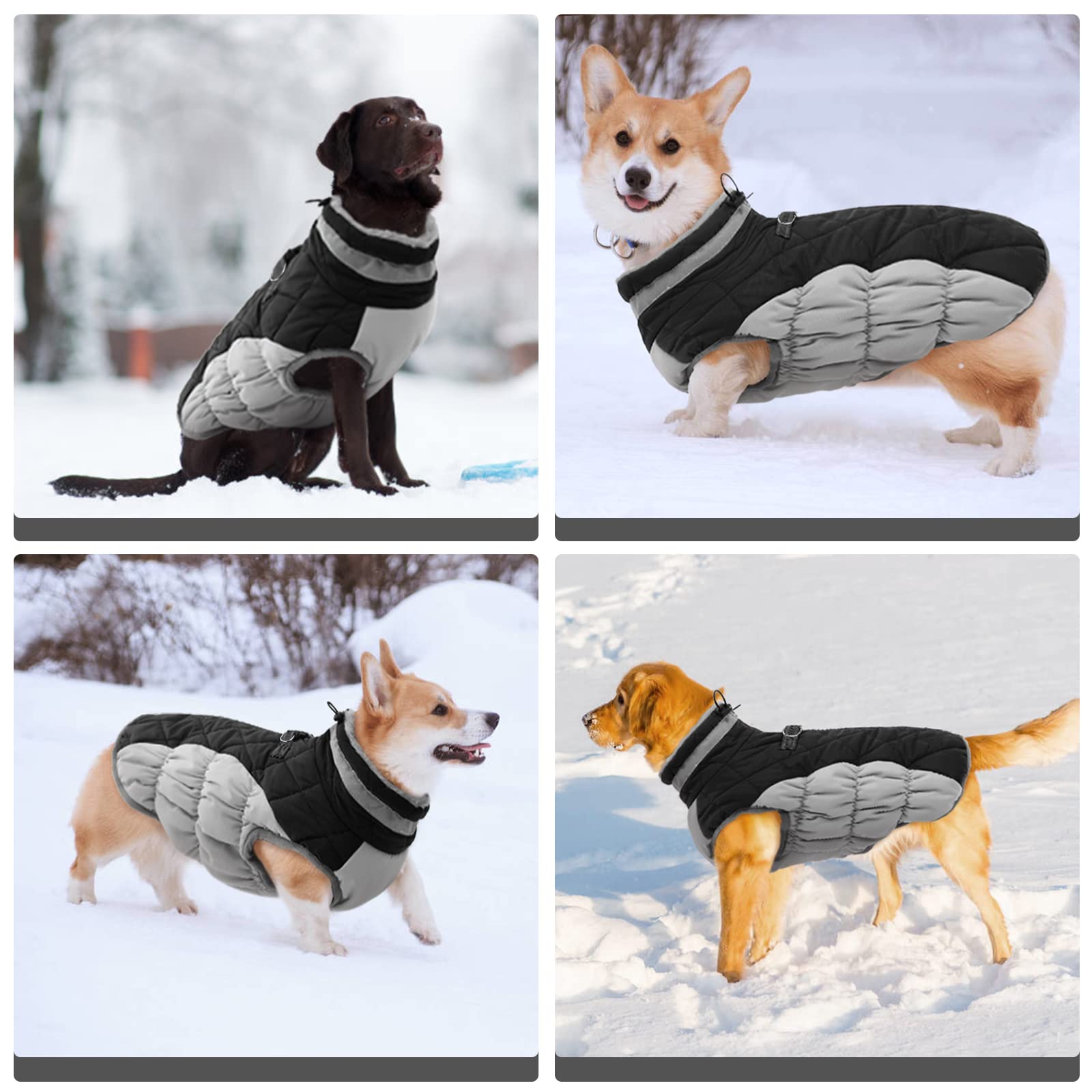 FUAMEY Dog Winter Coat,Dog Cold Weather Coats Dog Jackets with Zipper on Back with Harness Built in Dog Paded Vest Water Resistant Reflective Jacket for Small Medium Large Dogs Pink Leopard S