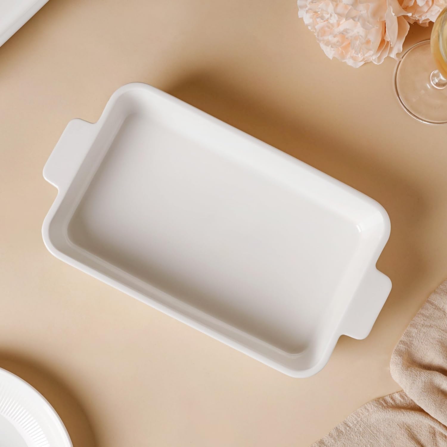 Casserole Dish, 9" Lasagna Baking Dishes for Oven, Ceramic Baking Pan Deep with Handles, Oven Safe and Durable Bakeware, Lasagna Pan for Home&Kitchen Decor Gifts