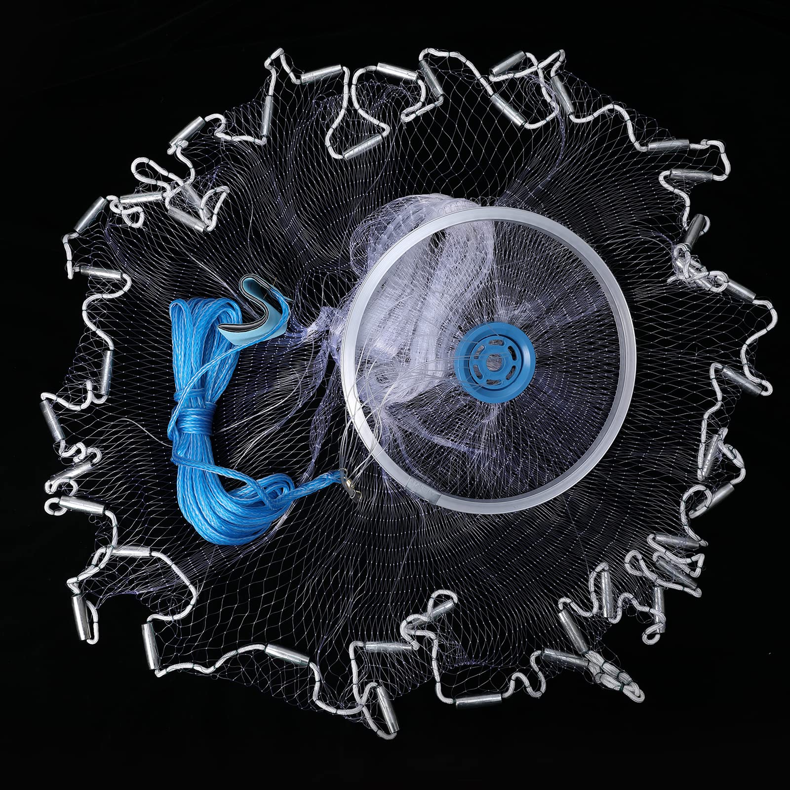 Bait Trap Fishing Cast Net with Aluminum Ring, Easy Throw for Beginners, Saltwater Freshwater Fish Throw Net-4FT