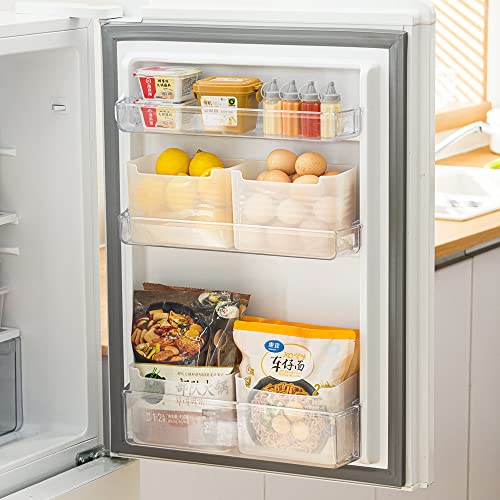 LINFIDITE 2 Pack Fridge Side Door Storage Containers Refrigerator Organizer Box Durable Plastic Storage Bins for Fridge, Counter, Cabinet Kitchen Organization Food Storage