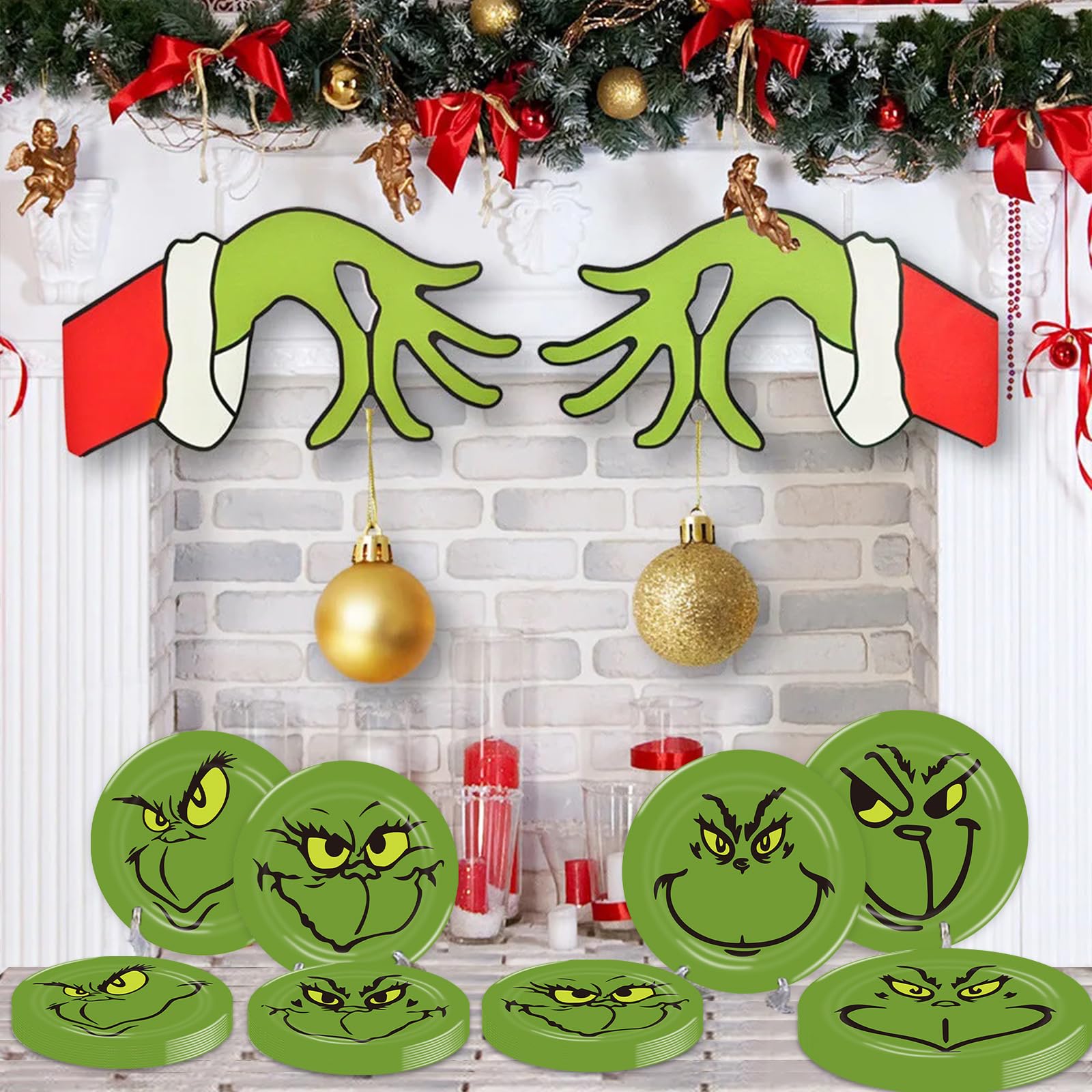 Yizeda 60pcs Christmas Party Plates Christmas Party Supplies Christmas Baby Shower Decor(30pcs 7inch,30pcs 9inch)