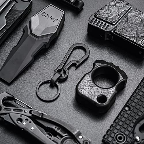 KeyUnity KM01 Titanium EDC Keychain Clip with Bottle Opener, Quick Release Carabiner Key Ring Holder for Men (PVD Black)