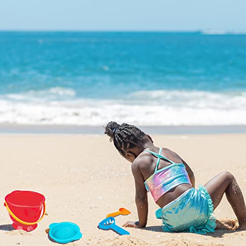 Hape Beach Basics Sand Toy Set Including Bucket Sifter, Rake, and Shovel Toys| Sand Toy Playset for Toddlers 18M+