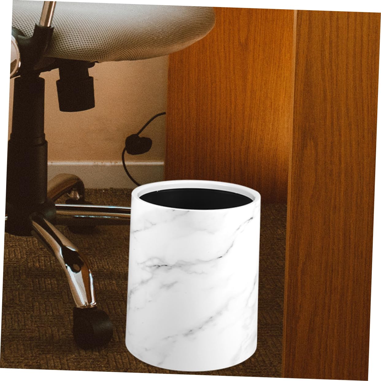 Ciieeo Garbage Can Marble Trash Can Bathroom Waste Container Living Room Trash Can Plastic Waste Bin Wastebasket Marble Bathroom Trash Can Waste Storage Bin Bathroom Garbage Container, White