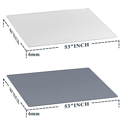 KIAYACI Glass Chair Mat for Carpet or Hard Floor Tempered Glass Glass Table Top Table Mat Square 46" x 53", 1/4 inch Thick, Transparent