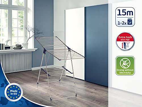 Leifheit Roma 150 Tripod Clothes Drying Rack, Silver/Blue