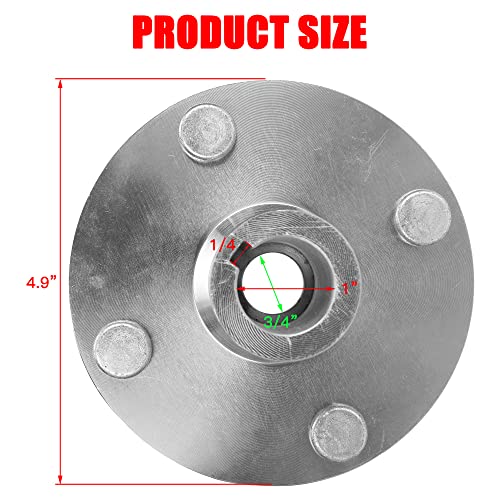 GREHUA Sprocket Axle Brake Hub Adapter 4" x 4" with 2-3/4" Hub 1/4" Keyway and 1" Bore to 3/4" Step Down for Predator 212cc 196cc 6.5Hp Dune Buggies Drift Trike Heavy Duty Go Kart Cart Parts Racing