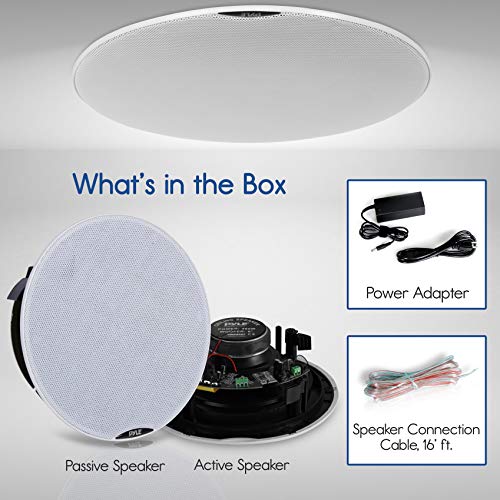 Pyle Pair 6.5” Bluetooth Universal Flush Mount in-Wall in-Ceiling 2-Way Speaker System Dual Polypropylene Cone & Polymer Tweeter Stereo Sound 300 Watts (PDICBT67), Black