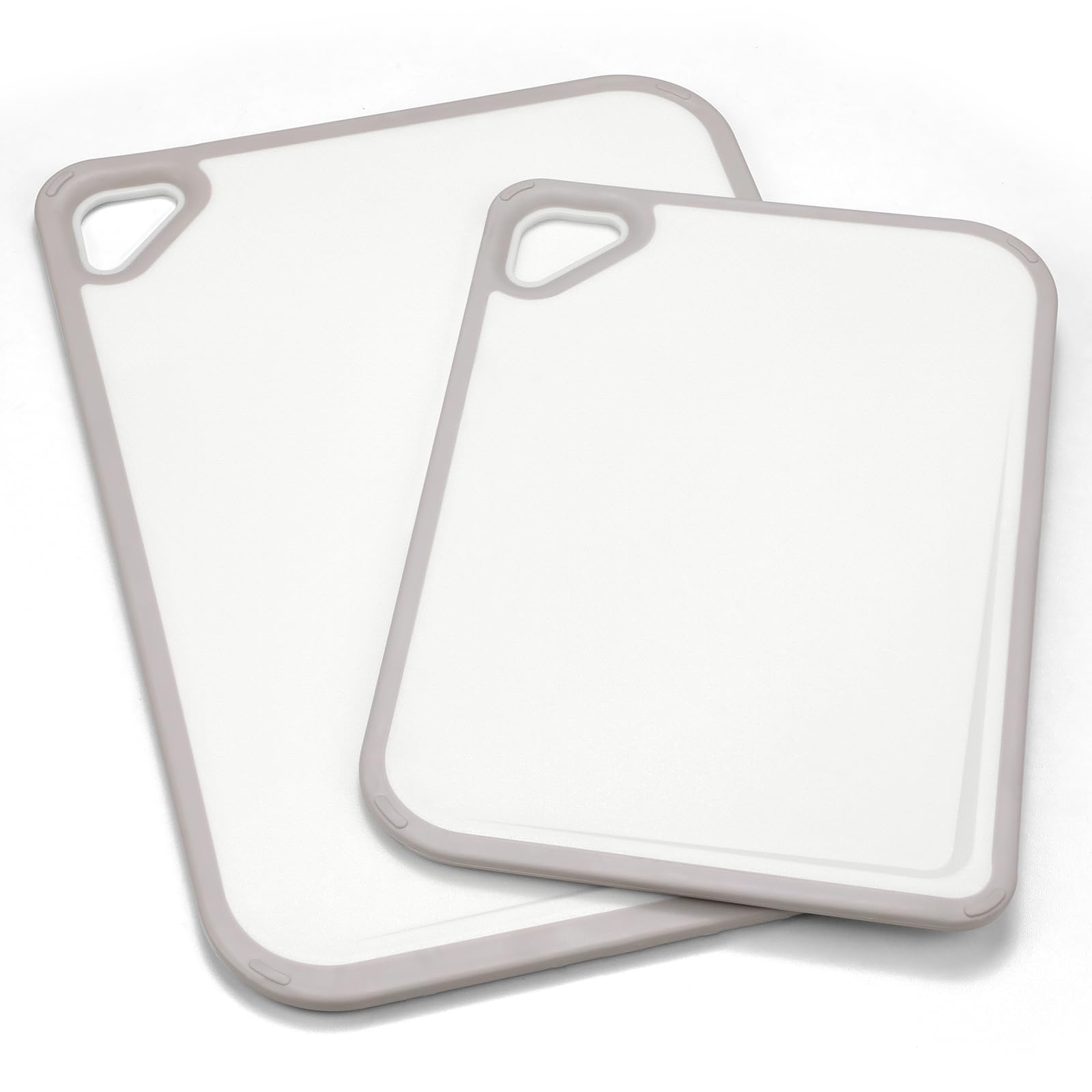 Bouaida Cutting Board, BPA Free Plastic Cutting Board, Non Slip Cutting, Juice Grooves, Hanging, Dishwasher Safe, Sturdy and Durable Kitchen Cutting Board Set (White Set)