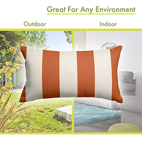 Majestic Home Goods Burnt Orange Vertical Stripe Indoor / Outdoor Small Throw Pillow 20" L x 5" W x 12" H