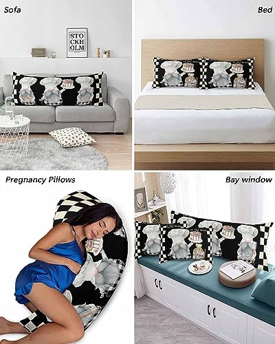 Edwiinsa Kitchen Chef Pillow Covers Standard Size Set of 2 20x26 Bed Pillow, Farmhouse Black Plaid Cake Dessert Cooking Plush Soft Comfort for Hair/Skin Cooling Pillowcases with Envelop Closure
