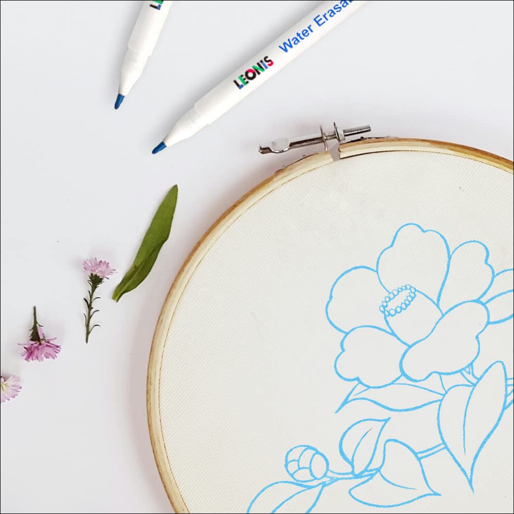 LEONIS Water Erasable Fabric Marking Pen Blue 5 Count Pack [ 78008 ]