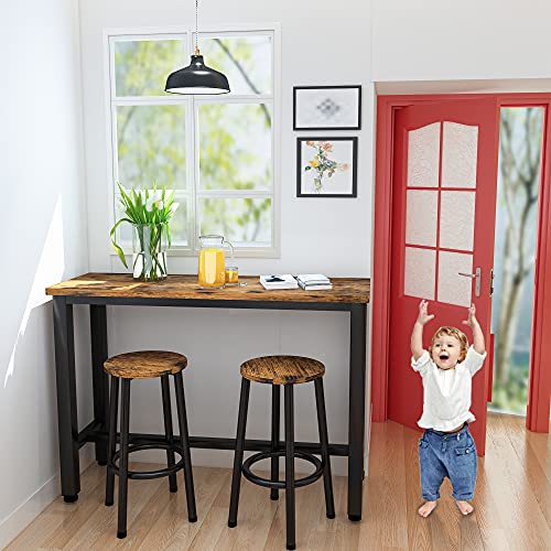Hooseng Bar Table Set, 47" Pub Table High Table, Counter Dining Table with 2 Stools, 3 Piece Rectangle Kitchen Table Set Breakfast Bar Table for 2 Ideal for Kitchen, Living Room, Rustic Brown