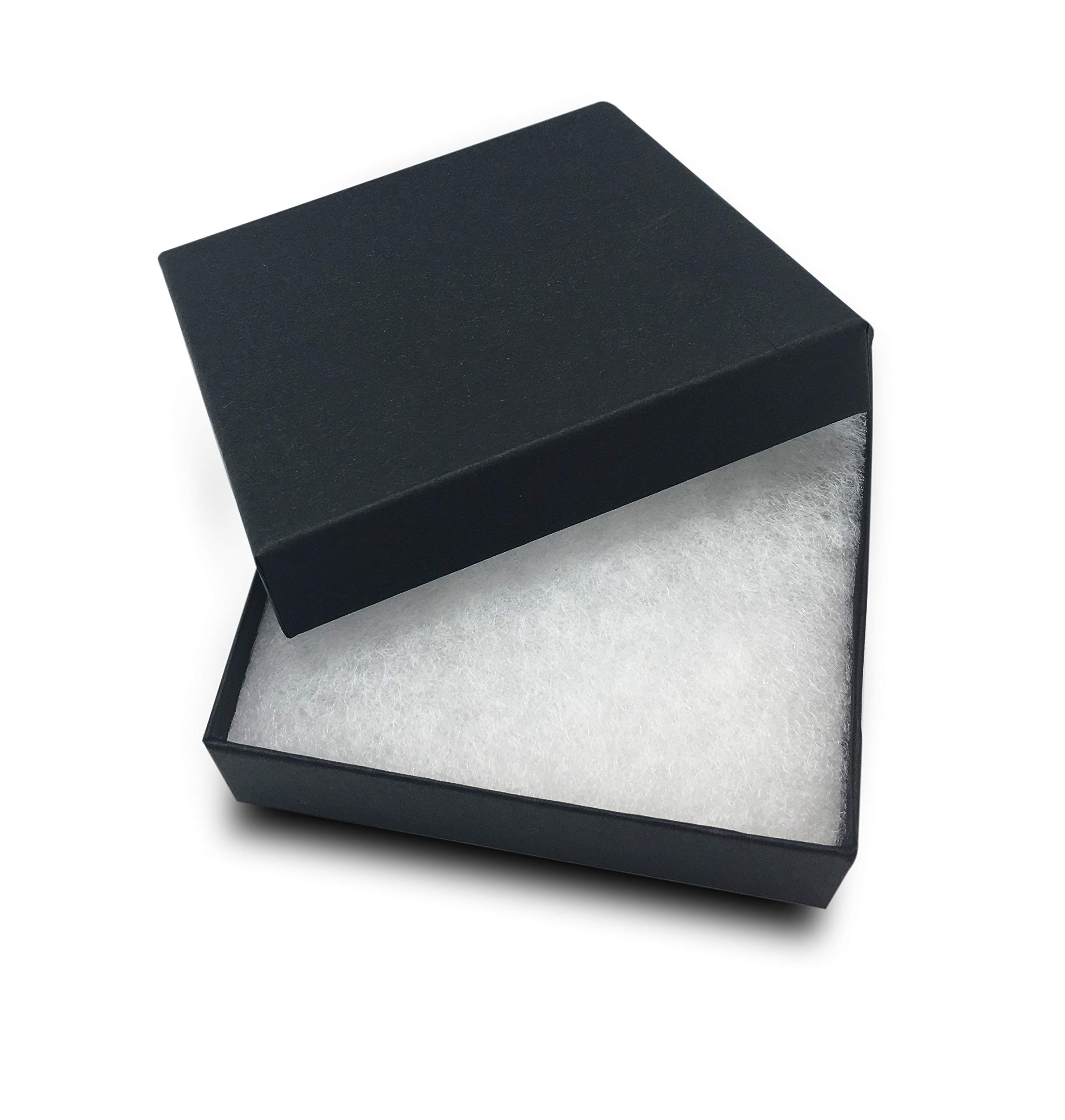 The Display Guys – Cardboard Jewelry Boxes With Cotton – 100 Pack – Matte Black – #33 (3 1/2" x 3 1/2" x 1")
