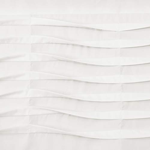 Lush Decor, 18β x 52β, White Wave Texture Valance | Pleated Ruffle Fold Window Kitchen Curtain (Single)