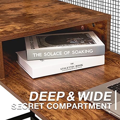 HEAO L-Shaped Desk with 2 Drawers and Cabinet, Industrial Style Home Office Desk W/Storage Shelves,Corner Desk Double Computer Table Space-Saving (Light Brown)