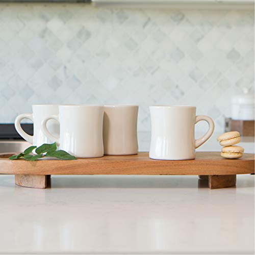 Serami Classic Cream White Diner Mugs for Coffee with 11oz Capacity, Set of 4