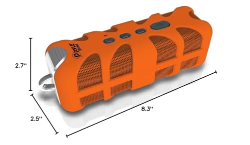 Pyle Upgraded Splash SoundBox Waterproof Bluetooth Speaker, Portable Wireless Outdoor, Enhanced Bass, USB, 3.5mm AUX, IPX4 Splashproof Speaker, Water Resistant, Beach, Shower - Orange (PWPBTA70OR)