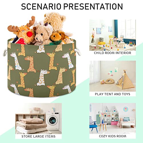 xigua Large Basket for Toys Cartoon Giraffe Storage Bin Box Kids Laundry Hamper Collapsible Fabric Organizer Bin for Nursery Clothes, Toys, Books, Home Decor227
