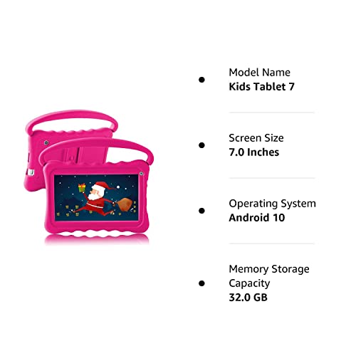 Kids Tablet 7 Toddler Tablet for Kids Edition Tablet for Toddlers 32GB with WiFi Dual Camera googple Plays Netflix YouTube Children’s Tablets Android 10 Parental Control Shockproof Case (Rose Red)