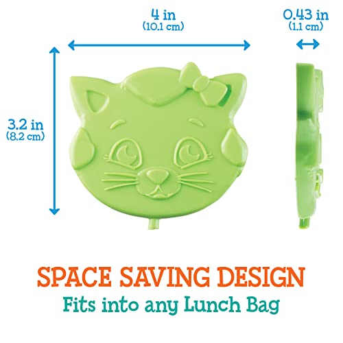 Katerina Kitty Cat Reusable Hard Ice Pack 3 PK- Fits Easily Inside Kids Lunch Box Bento or Insulated Bag- Long Lasting Slim Lightweight Design-Cool Freezer Packs Keep Food Cold For Hours, Thin Coolers