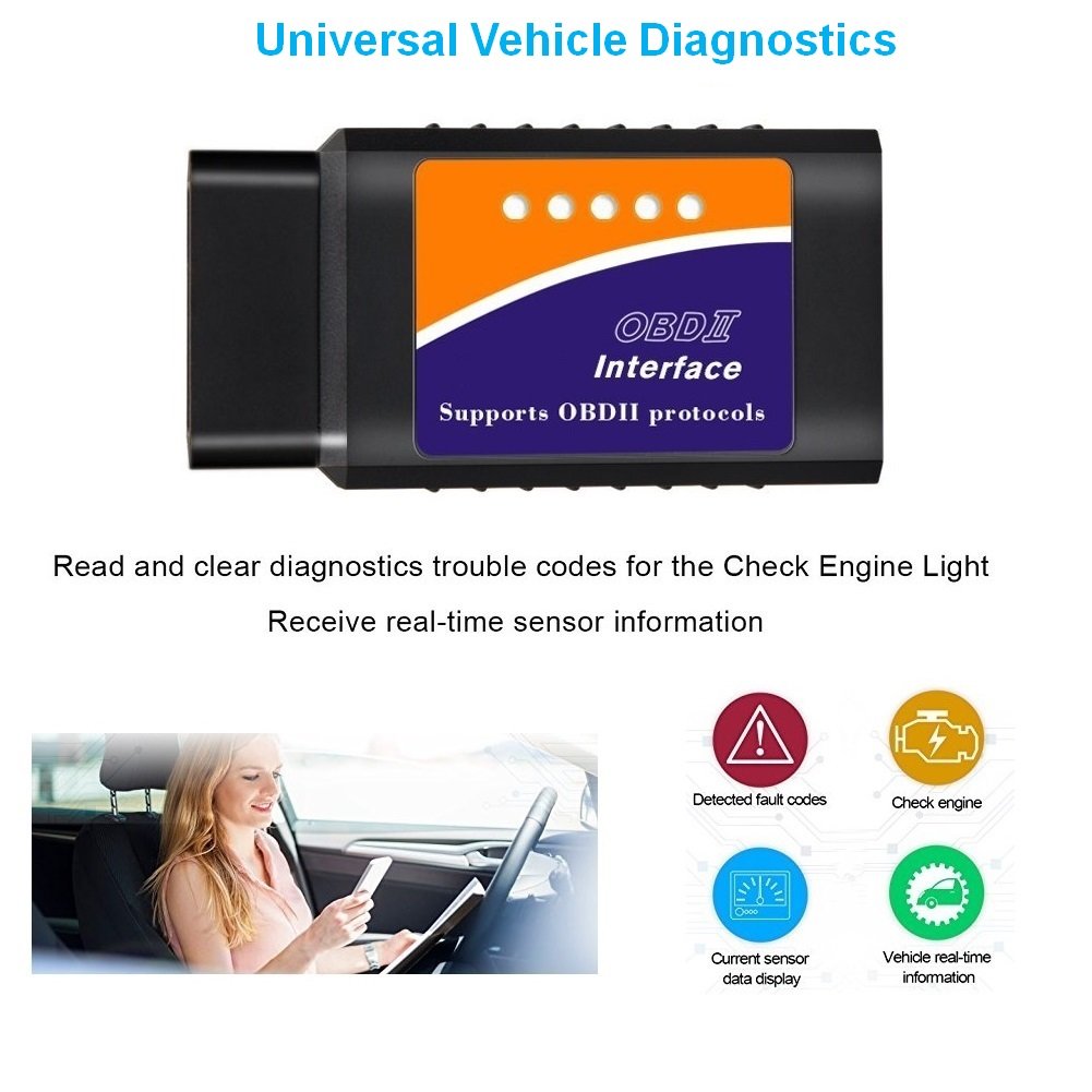 BANIGIPA Bluetooth OBD2 Scanner Auto OBD II Car Diagnostic Scan Tool for Android, Check Engine Light Code Reader, Supports Torque Lite, OBD Link, OBD Fusion, DashCommand, OBD Car Doctor