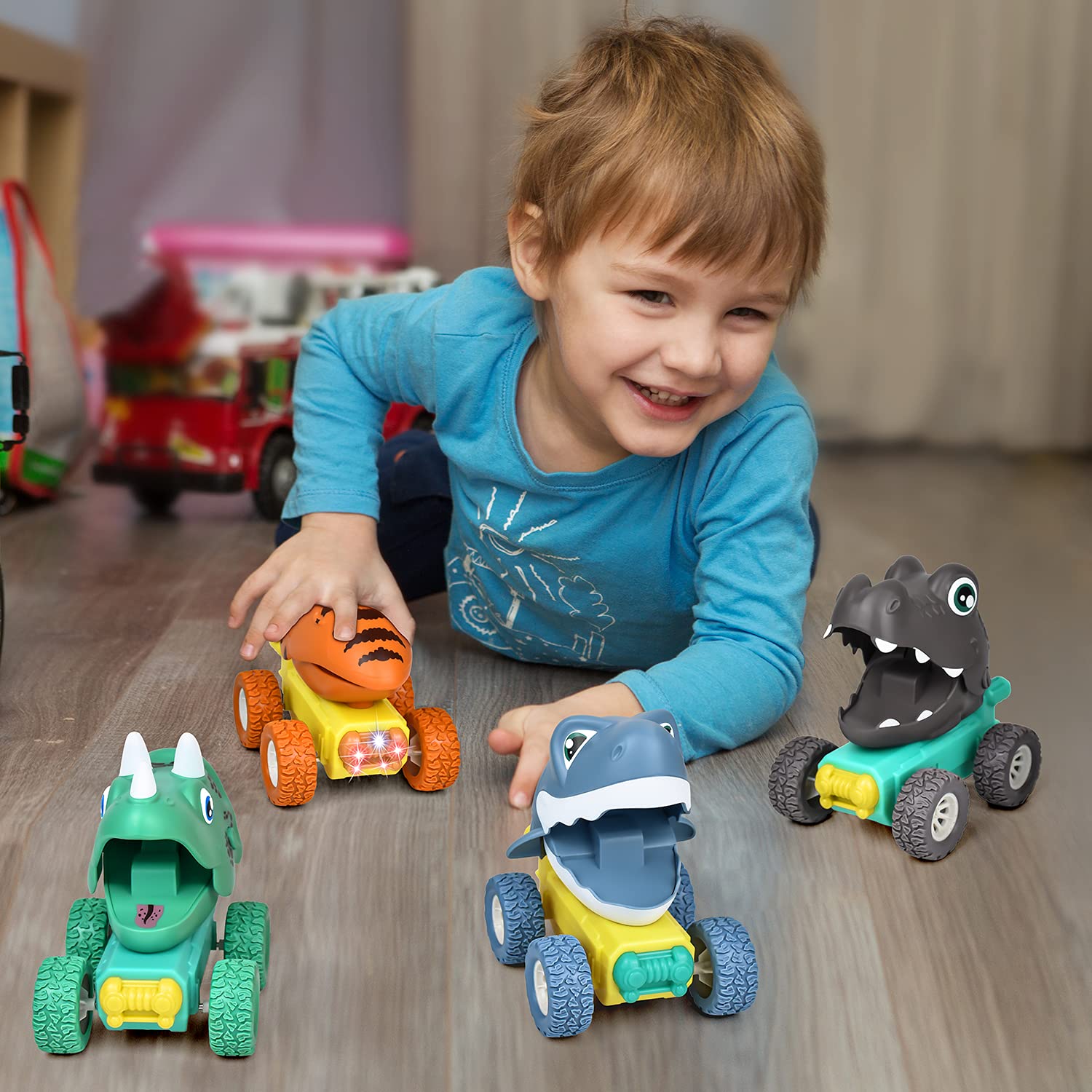LiKee Toy Cars with Light and Music for Toddlers Kids Boys Girls Age 3+ Years Old