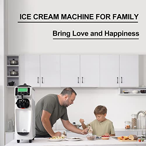 GSEICE Commercial Ice Cream Maker Machine for home,3.2 to 4.2 Gal/H Soft Serve Machine,Single Flavor Ice Cream Maker,1050W Countertop Soft Serve Ice Cream Machine With 1.6 Gal Tank,LED Panel,