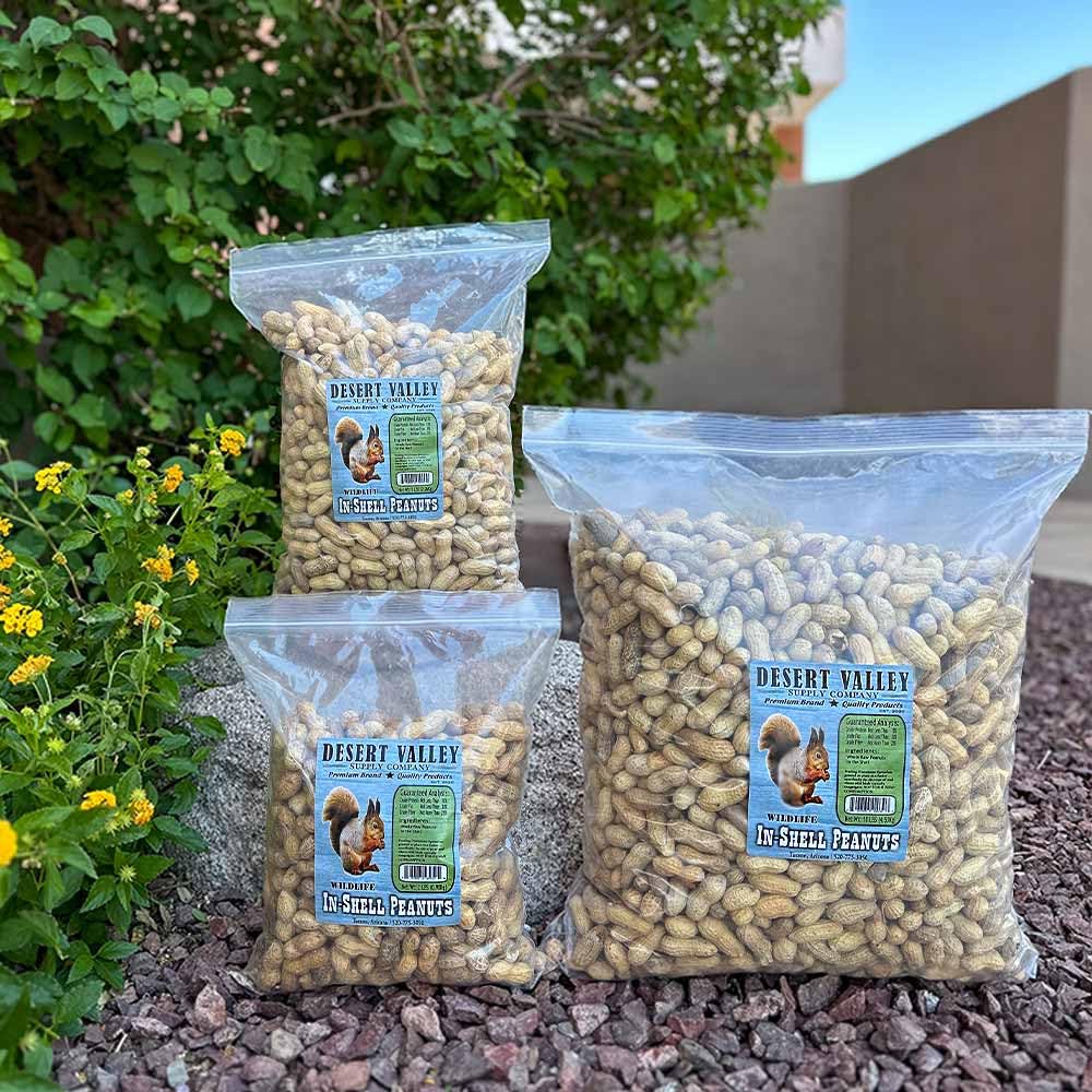 Desert Valley Premium in-Shell Peanuts - Wild Bird - Wildlife Food, Squirrels, Chipmunks, Cardinals, Jays & More (2-Pounds)