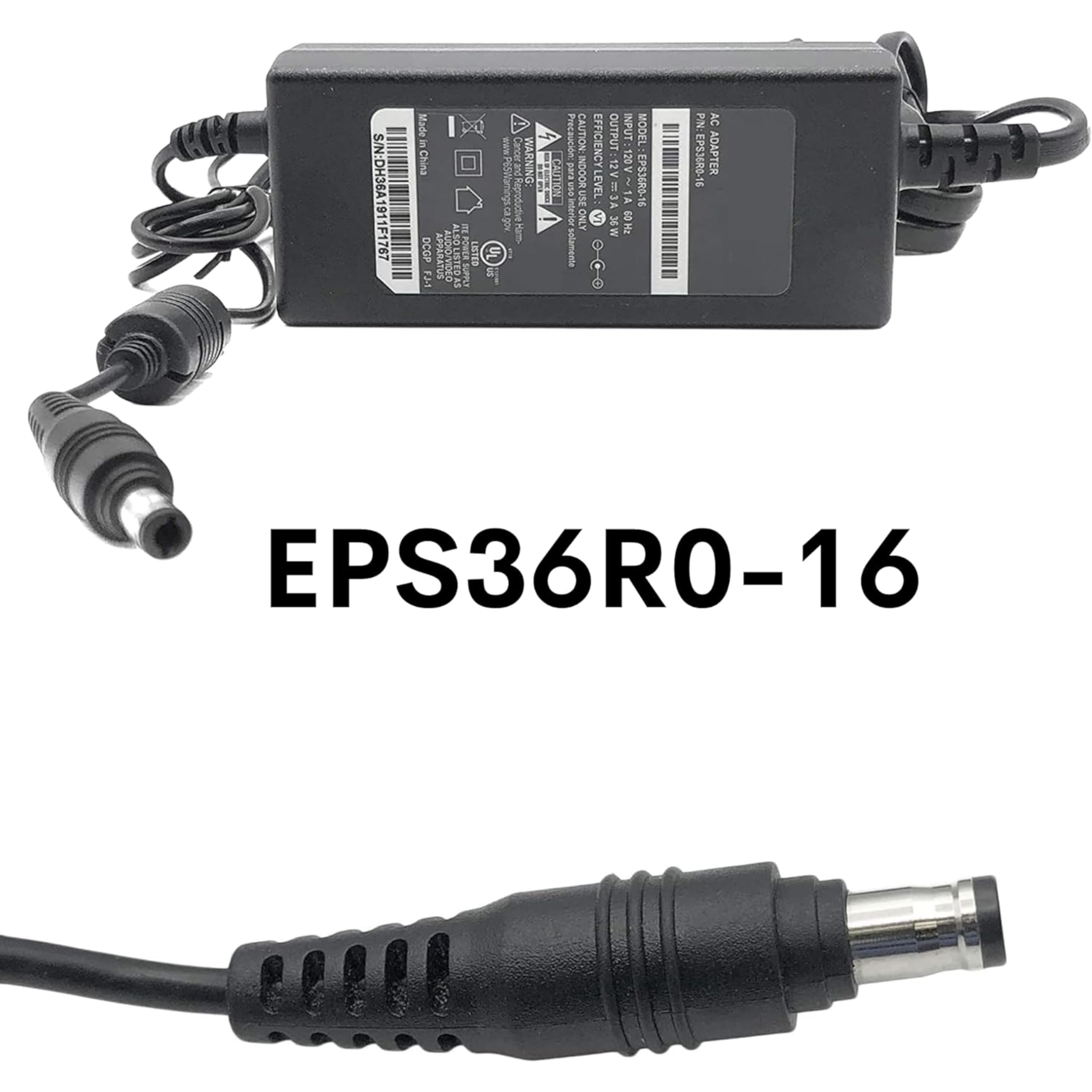 Buck AT&T EPS36R0-16 / EPS36R0-40 AC Replacement Power Adapter for Arris Gateway Modem BGW210-700, Genuine Charger for Modems, Routers, and Other Devices - 12V-3A 36W Output