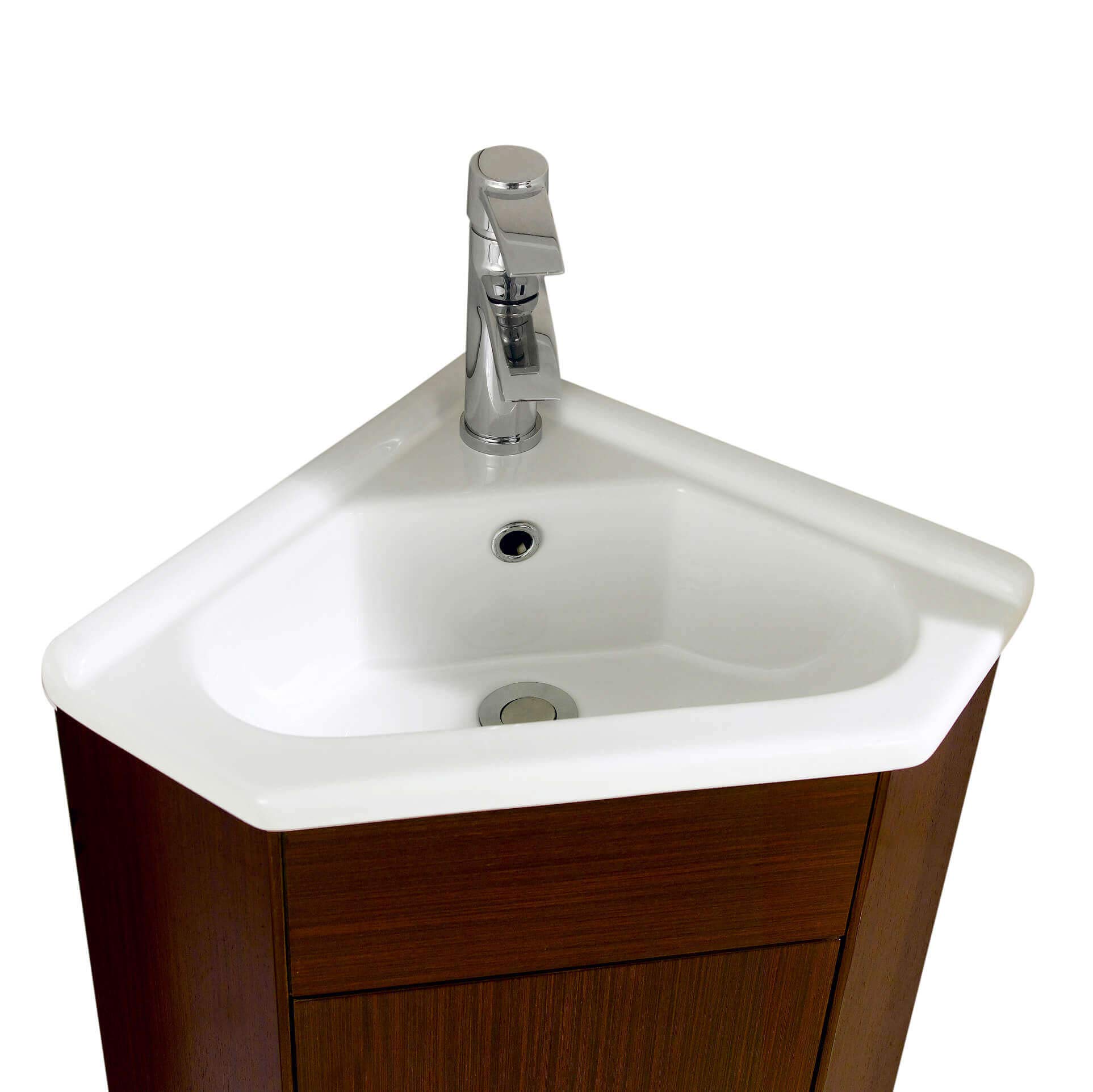 Fine Fixtures - Corner Bathroom Vanity and Sink, Wenge - Englewood Collection