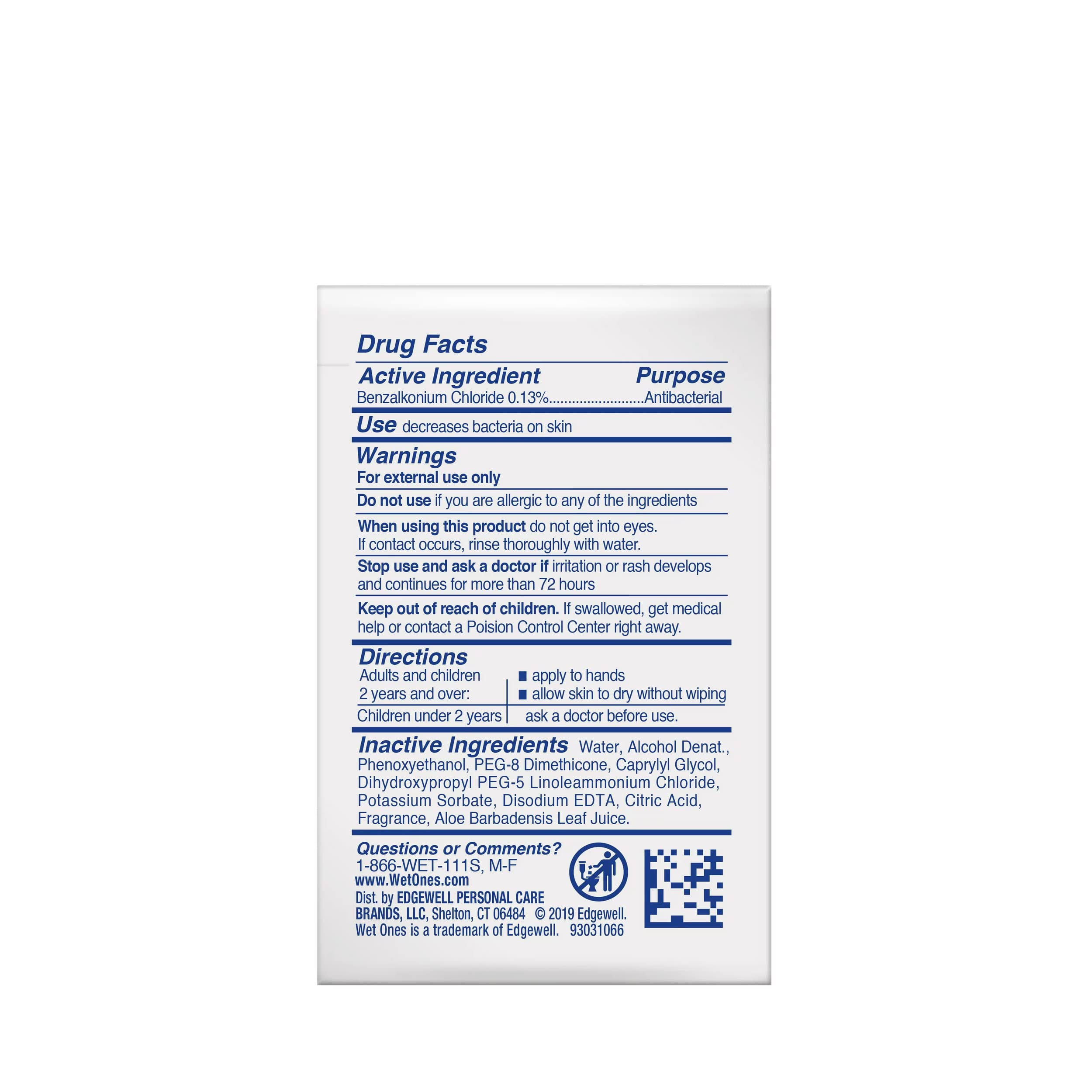 Wet Ones Singles Antibacterial Cleansing Wipes - 1 Box of 24 Singles
