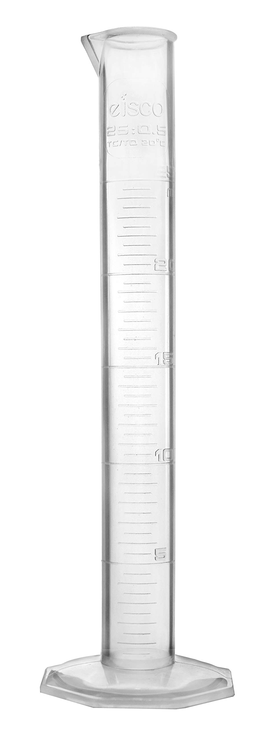 EISCO 7PC Graduated Cylinder Set - Class B - 10ml, 25ml, 50ml, 100ml, 250ml, 500ml & 1000ml - Polypropylene Plastic, Octagonal Base, Moulded Graduations - Industrial Quality, Autoclavable