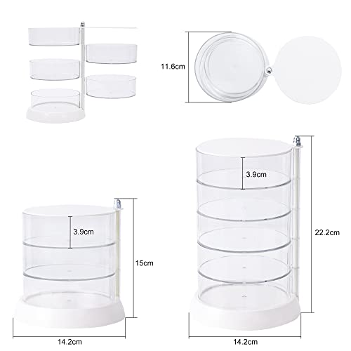 DancesCat 360° Rotating Hair Accessories Organizer, Bathroom Container for Headband, Bows, Hair Tie, Hair Tools, Scrunchie, Cotton Swab Organization, Clear 5-Layer Acrylic Scrunchie Holder for Girls