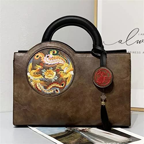 BZLSFHZ Winter Women's Tote Bag Chinese Style Retro Handbag Large Capacity Women's Shoulder Bag (Color : E, Size : 32(L)*24(H)*14(W) cm)