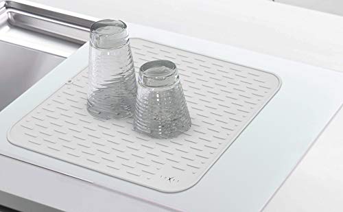 Luxet Multipurpose Premium Quality Silicone Dish Drying Mats for Kitchen Counter Top Dishes Pad, Heat Resistant Countertop Protection, Non Slip Grip, Large Trivet Size 17x15 inches (White)