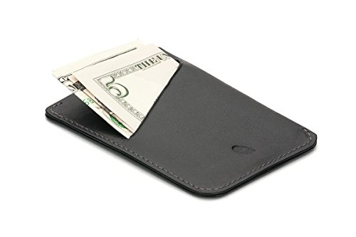 Bellroy Card Sleeve (Premium Leather Card Holder or Minimalist Wallet, Holds 2-8 Cards or Business Cards, Folded Note Storage) - Black