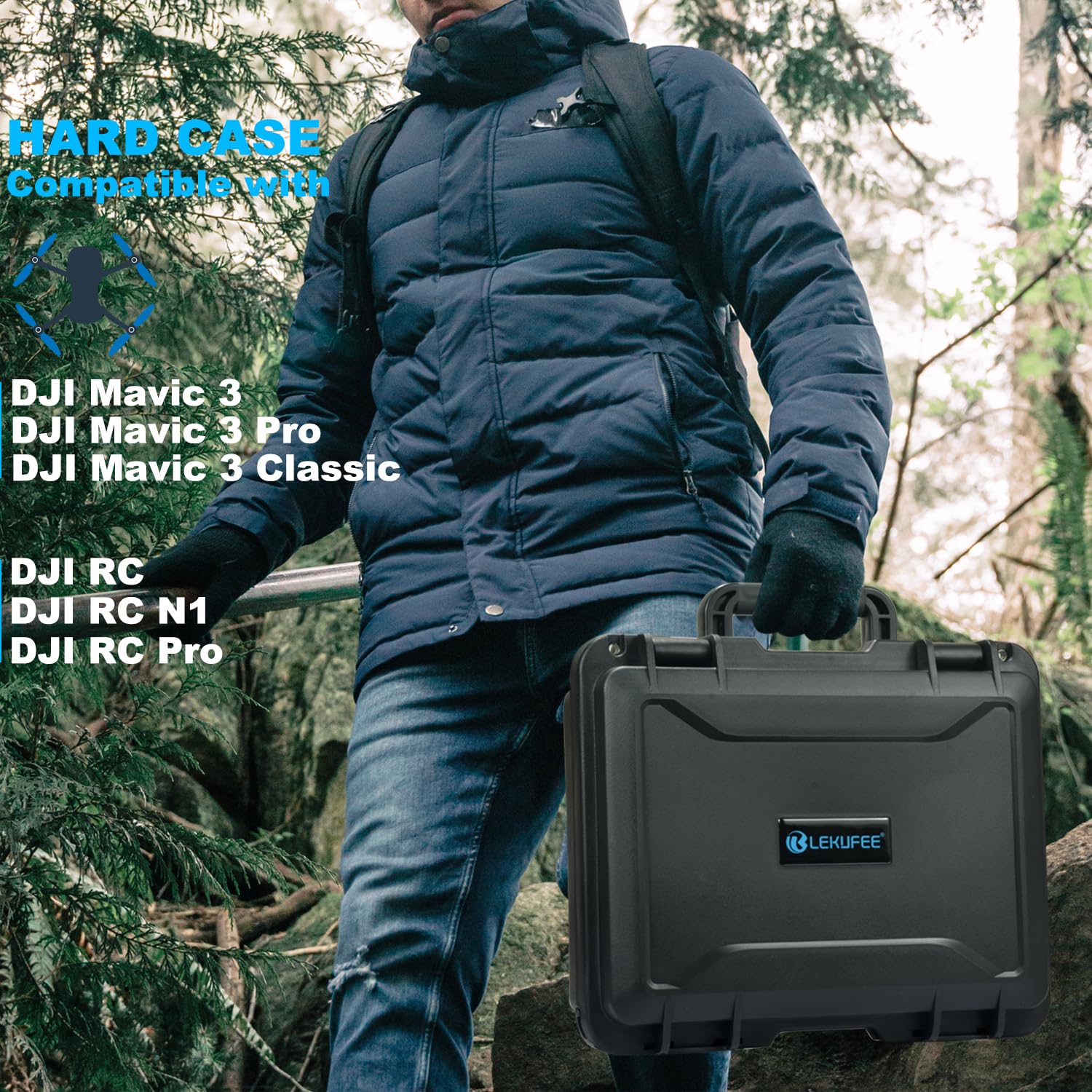 Lekufee Waterproof Hard Carrying Case Compatible with DJI Mavic 3 Cine Combo or DJI Mavic 3 Drone Combo and DJI RC Pro and More DJI Mavic 3 Drone Accessories [NOT Included Mavic 3 Drone]