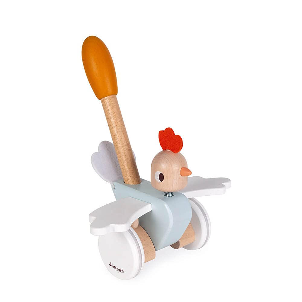 Janod β Push Along Flapping Chick with Adjustable Handle β Ages 18 Months+ - J08260