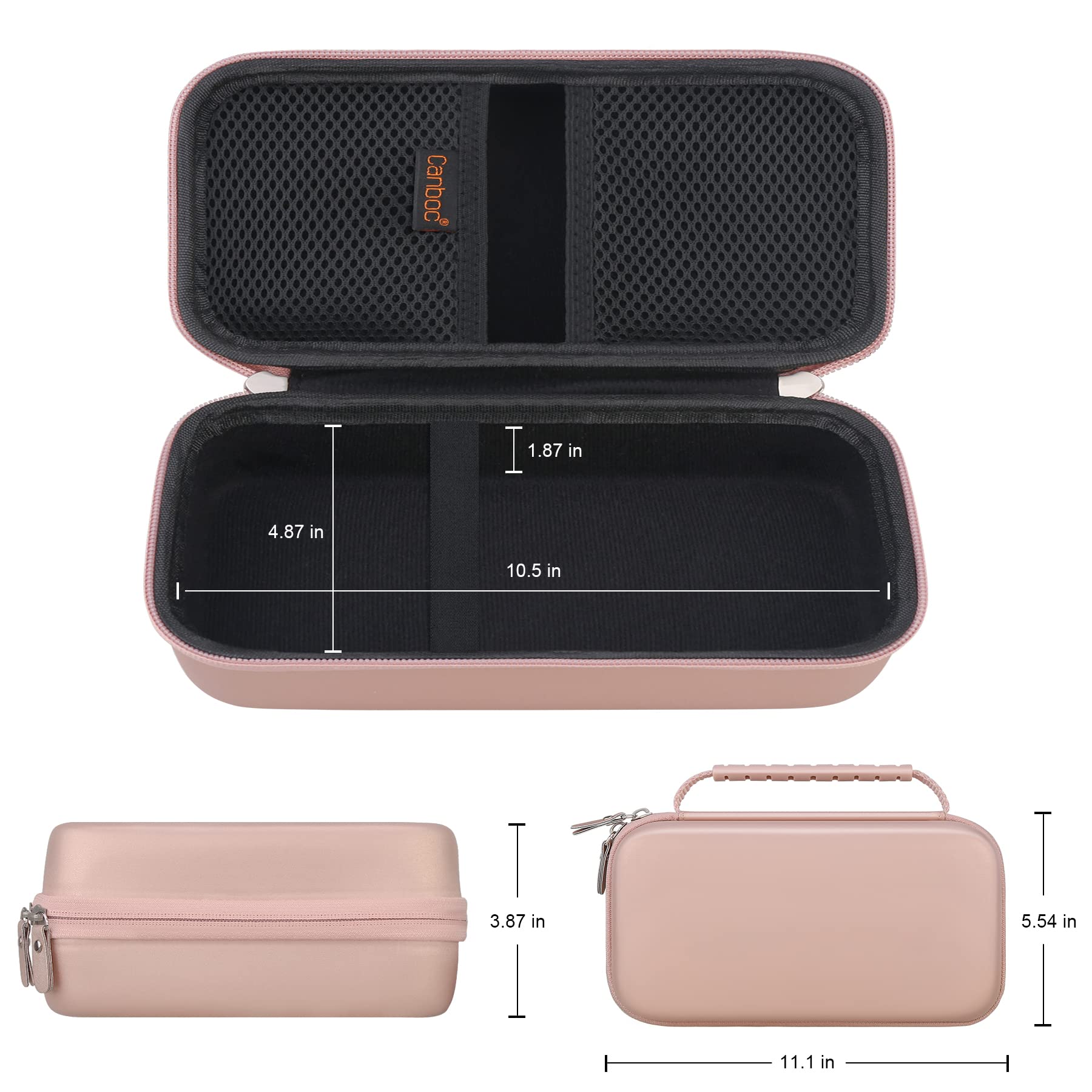 Canboc Hard Carrying Case for Logitech G Cloud Gaming Handheld, Mesh Bag fit Power Adaptor, USB Cable, Portable Gaming Console Bag, Rose Gold(Case Only)