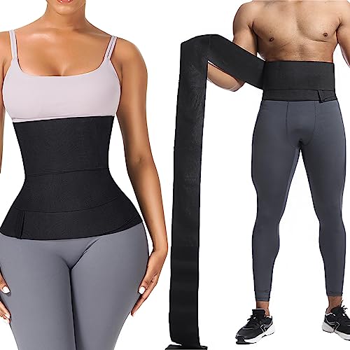 LWDUDE Upgrade Sweat Bands for Stomach Made of Natural Latex,Anti-curl Waist Trainers for Women Belly Fat .Waist Shaper for Women and Men is Suitable for Sports, Postpartum Recovery. Black