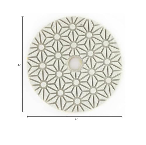FINGLEE DT 4 inch 3 Steps Diamond Dry Polishing Pad Diamond Resin Discs for Granite Marble Quartz (5pcs Grit2)