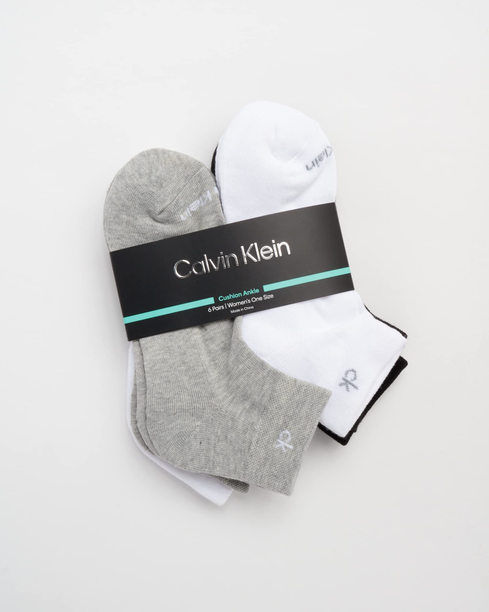 Calvin Klein Women's Athletic Sock - Cushion Quarter Cut Ankle Socks (6 Pack), Size 4-10, BlackWhiteGrey