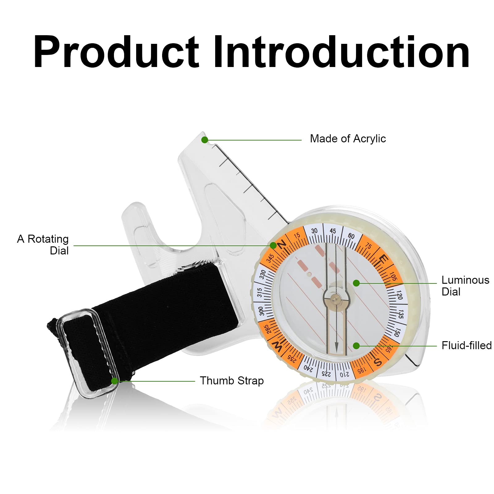 Bassizo Orienteering Thumb Compass Basic Aim Elite Training Competition Race Compass for Outdoors Sports Foot Cross-Country Directional Movement Match Tournament Contest Athletics Student Kid