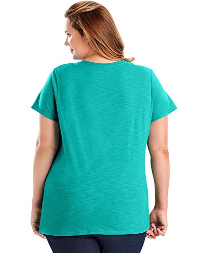 JUST MY SIZE womens Slub Jersey Short Sleeve Shirred V-neck T-shirt fashion t shirts, Process Blue, 2X US