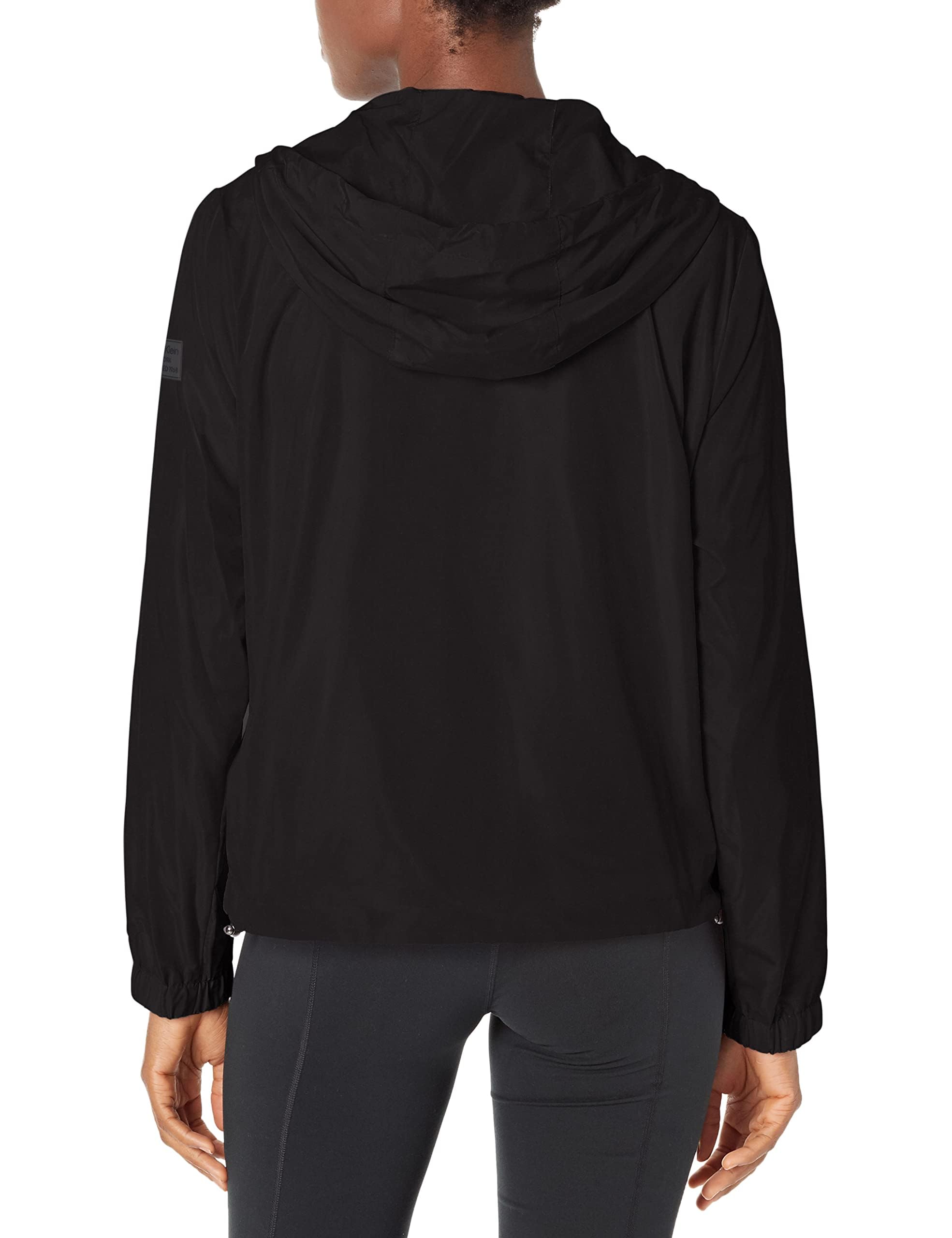 Calvin Klein Women's Lightweight Water Resistant Everyday Windbreaker, Deep Black, Small