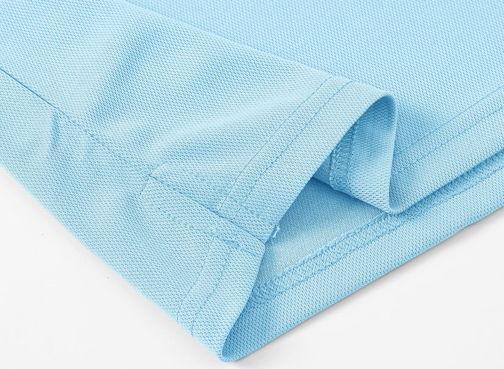 BASUDAM Men's Polo Shirts with Pocket Quick Dry Short Sleeve Active Performance Sky Blue L