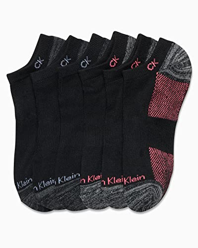 Calvin Klein Women's Low Cut Socks - 6 Pack Performance Cushion Comfort No Show Socks - Breathable Athletic Socks for Women (4-10), Size 4-10, Black Logo
